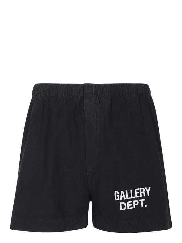 GALLERY DEPT. Logo Printed Elastic Waist Shorts - Black