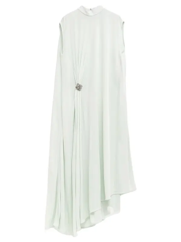 Bottega Veneta Sleeveless Asymmetrical Dress With Silver Woven Buttons - White