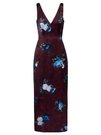 Erdem Floral Duchesse V-neck Cocktail Dress - Black