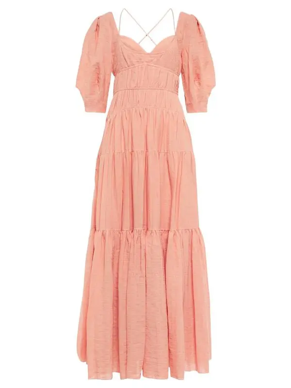 Simkhai Sweetheart Neckline Tiered Maxi Dress - Pink
