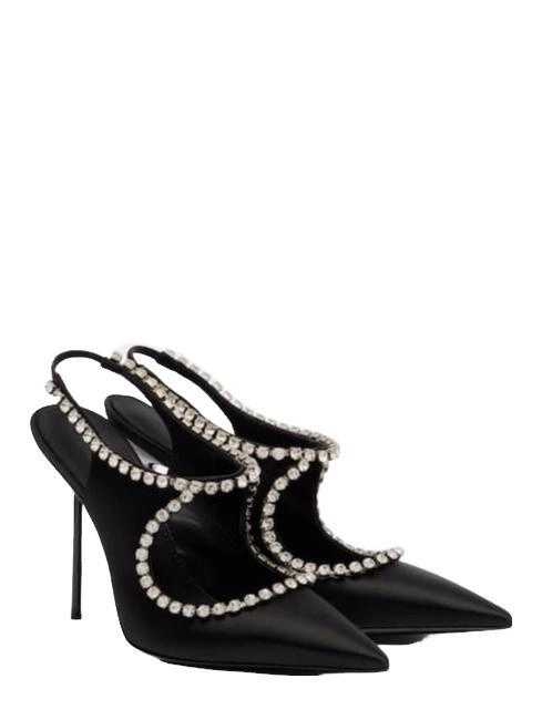 Paris Texas Lidia 105 Embellished Satin Slingback Pumps - Black