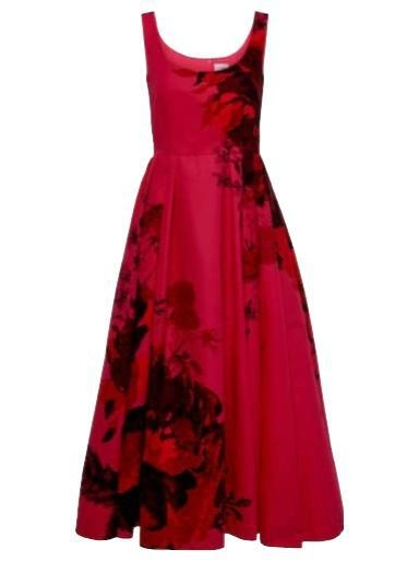 Erdem Floral Cotton Faille Maxi Dress - Red
