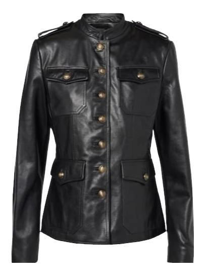NILI LOTAN Leather Military-style Jacket - Black