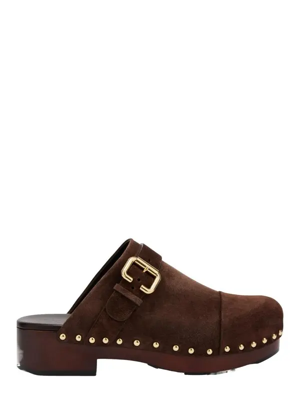 Chloé Studded Buckle Clogs - Brown