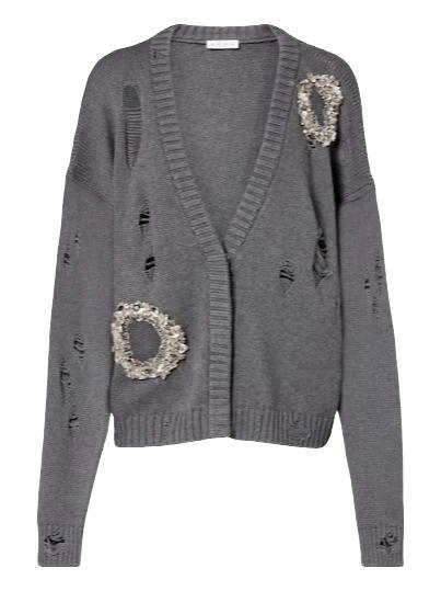 AREA Distressed Cotton And Cashmere Cardigan - Gray