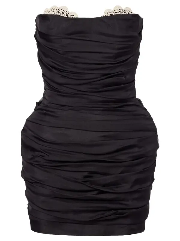 Magda Butrym Crochet-trimmed Silk Minidress - Black