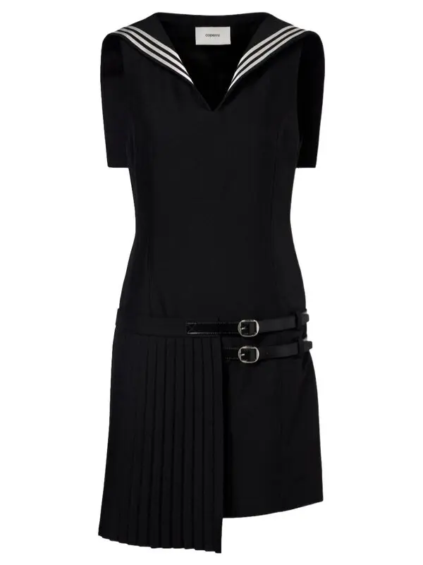Coperni Belted Pleated Dress - Black