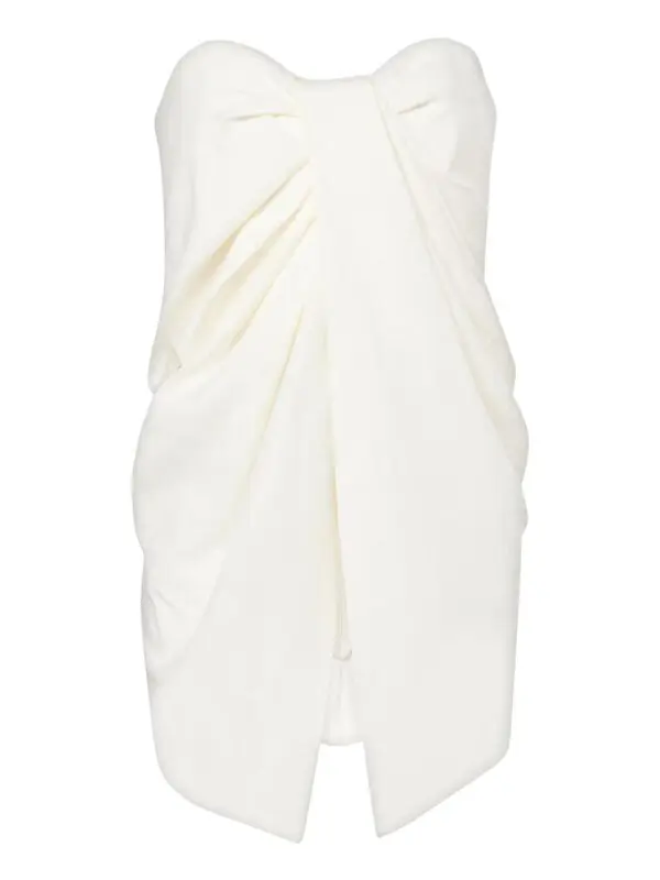 Tove Tuiren Draped Linen And Cotton-blend Top - White