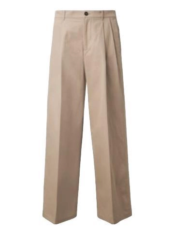 JIL SANDER Pleated Cotton Wide-leg Trousers - Nude