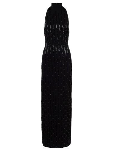 Galvan Embellished Maxi Dress With Slit - Black