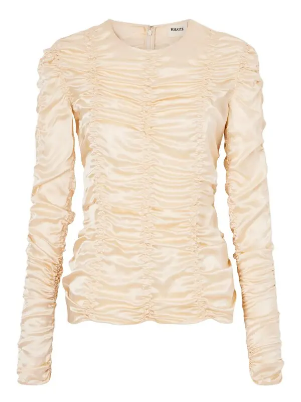 Khaite Rory Pleated Silk Top - Ivory