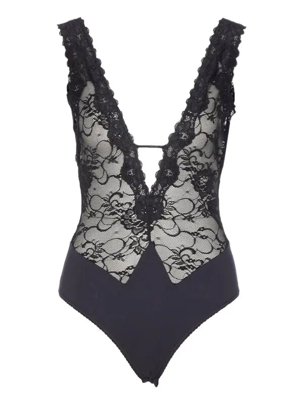 ANIYE BY Lace V-neck Bodysuit - Black