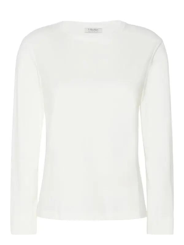 Max Mara Logo Embroidered Long Sleeve T-shirt - White