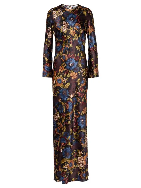 Veronica Beard Gemma Floral Silk-blend Maxi Dress - Black