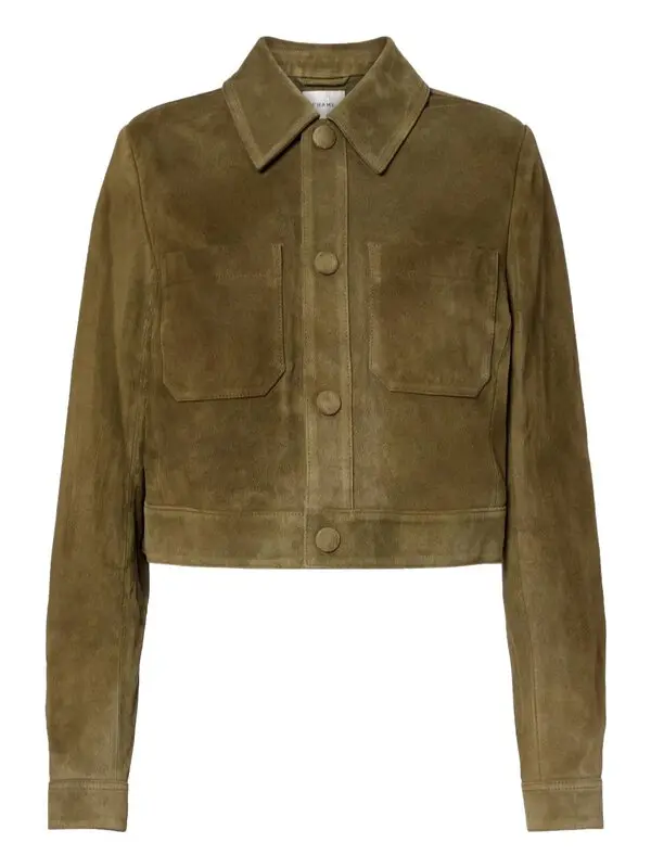 FRAME Button-front Leather Jacket - Green