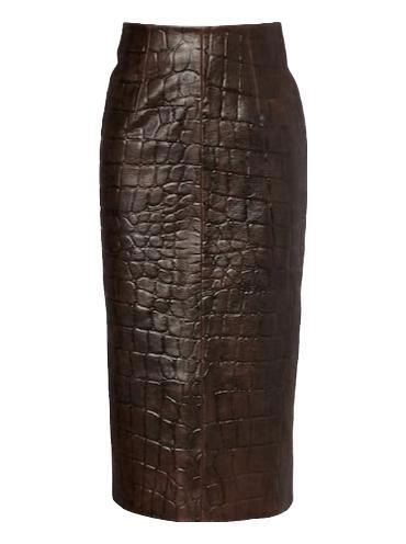 EMILIA WICKSTEAD Loretta Croc-effect Leather Pencil Skirt - Black