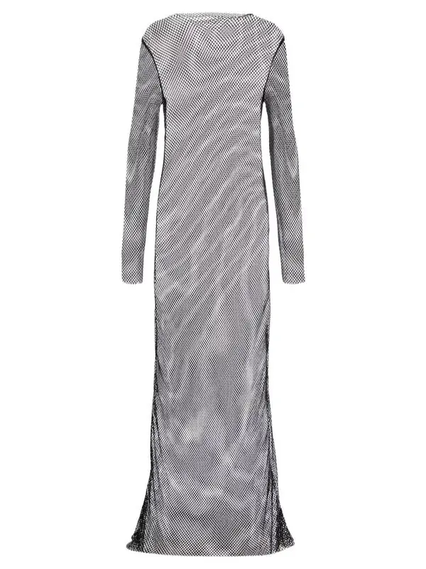 Tove Embellished Mesh Maxi Dress - Gray