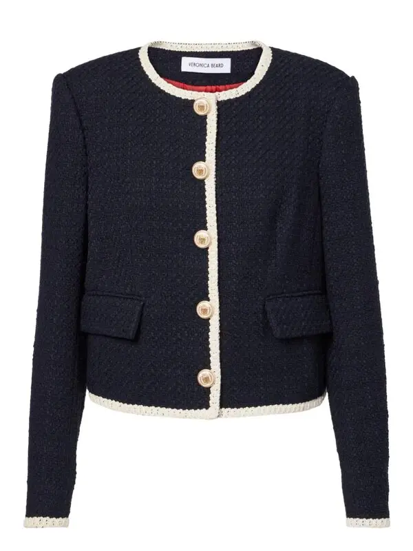 Veronica Beard Mabel Cropped Tweed Jacket - Black