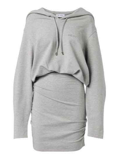Attico Cotton-blend Jersey Sweatshirt Dress - Gray