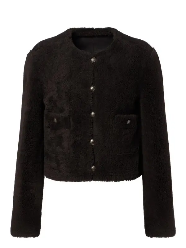 Dorothee Schumacher Crew Neck Leather Jacket - Black