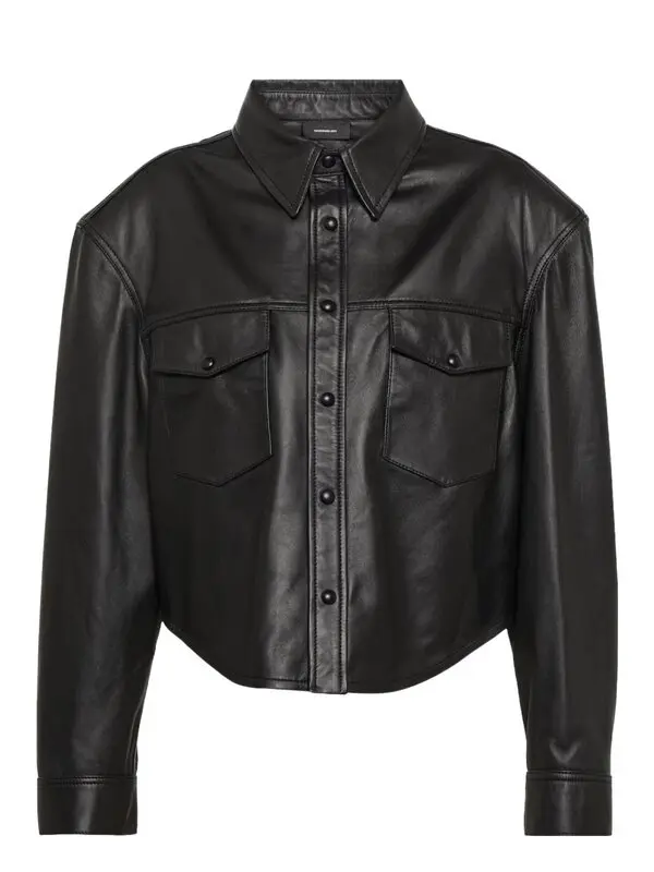 Wardrobe.NYC Leather Jacket With Snap Fastening - Black