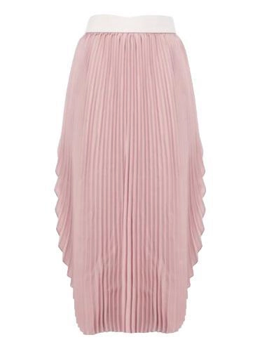 Stella McCartney Pleated Maxi Skirt With Leather Trim - Pink