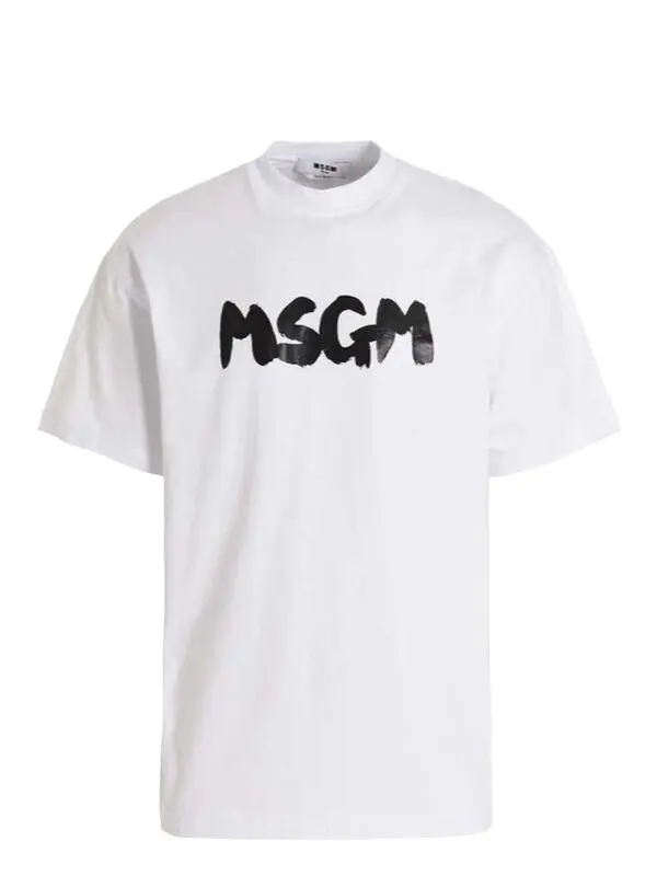 MSGM Logo Printed Crewneck T-shirt - White