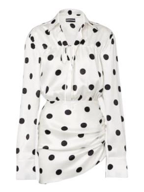 David Koma Polka Dot Silk Satin Mini Dress - White