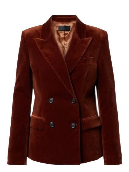 NILI LOTAN Velvet Blazer - Brown