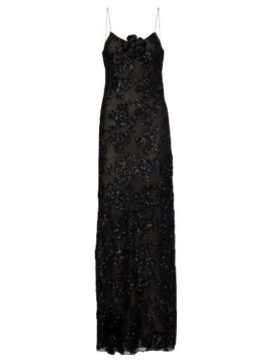 RODARTE Sequined Gown With Floral Appliqu - Black