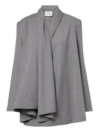 Tove Ren Wool Jacket With Scarf Collar - Gray