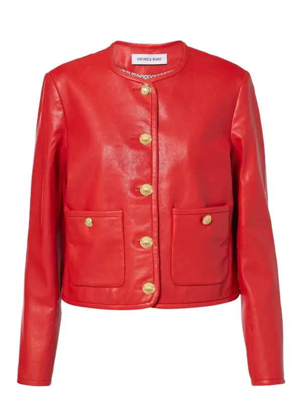 Veronica Beard Andrea Leather Jacket - Red