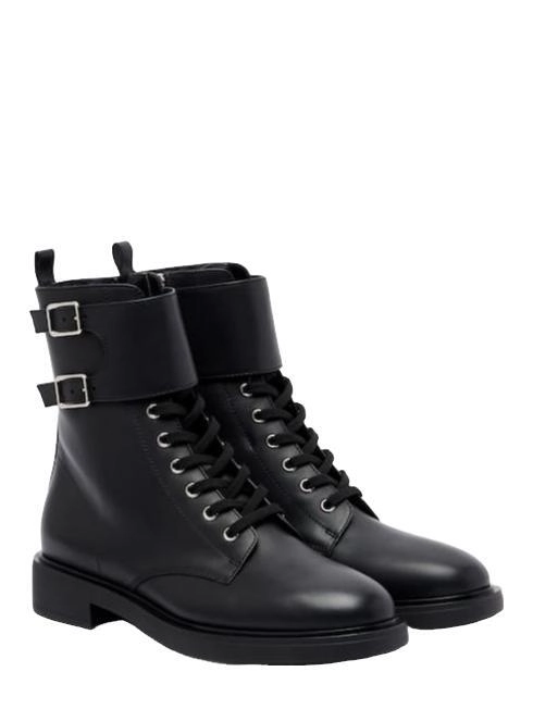 GIANVITO ROSSI Leather Combat Boots - Black