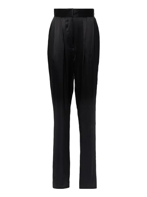 Tove Remi High-rise Silk Straight Leg Trousers - Black