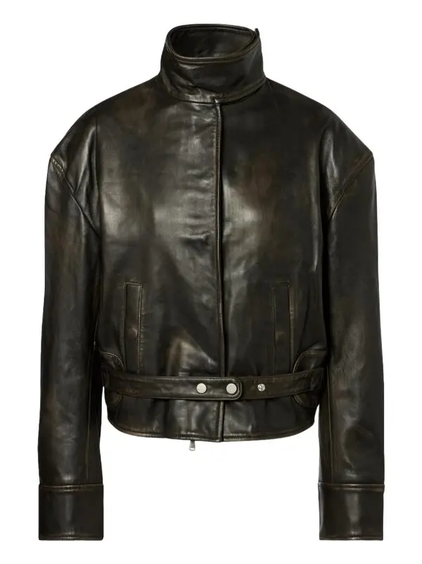 Christopher Esber Zippered Leather Jacket With Belted Waist - Black