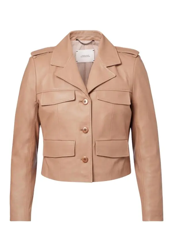 Dorothee Schumacher Leather Lapel Long-sleeved Jacket - Nude
