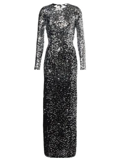 Rabanne Sequined Long Sleeve Open Back Gown - Black