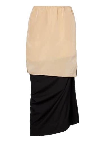 Calvin Klein Layered Wool And Silk Maxi Skirt - Nude