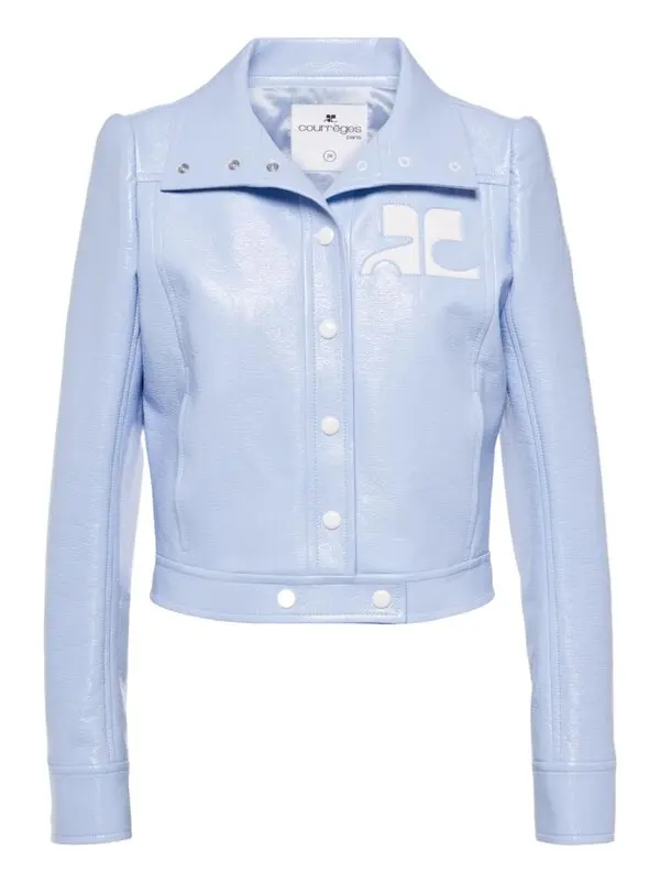 COURREGES Cropped Vinyl Jacket - Blue