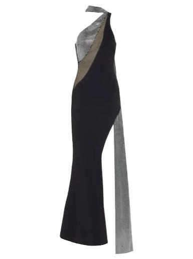 David Koma Crystal-embellished Scarf Gown - Black