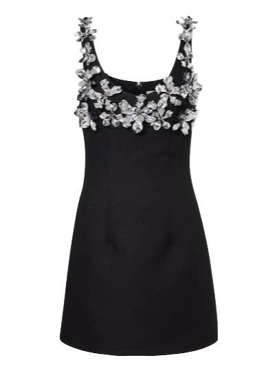 EMILIA WICKSTEAD Einna Embellished Crêpe Minidress - Black