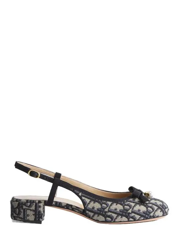 Dior Ballet Slingback Pumps With Cd Signature Bow - Black