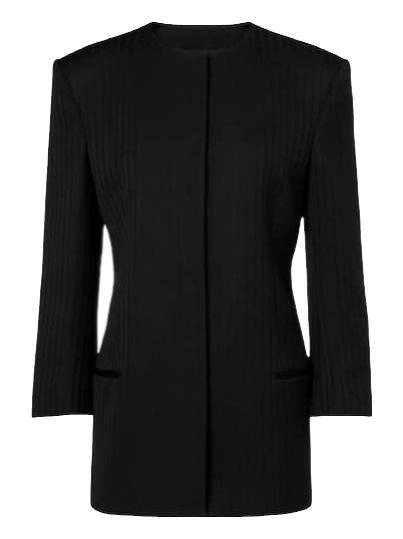 Calvin Klein Ribbed Wool Blazer - Black