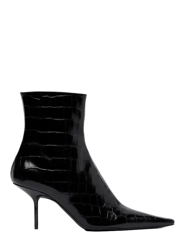 Victoria Beckham 75 Croc-effect Ankle Boots - Black