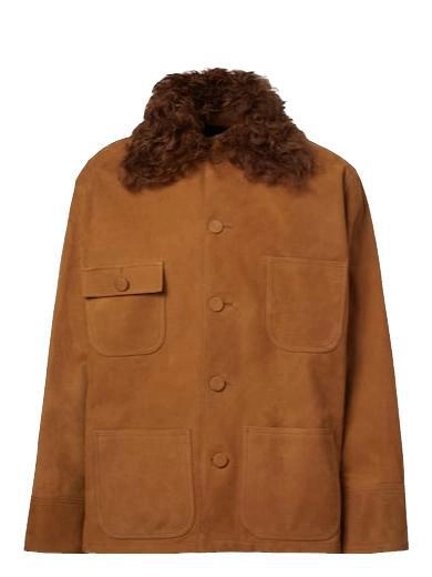 Plan C Shearling-trimmed Suede Field Jacket - Brown