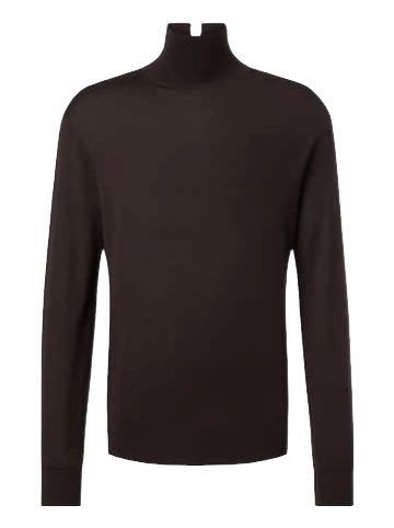 Calvin Klein Ash Wool Turtleneck Sweater With Back Slit - Black