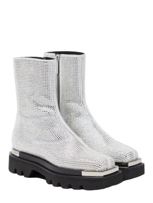 PETER DO Crystal-embellished Leather Mid-calf Boots - Silver