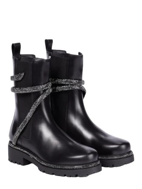 Rene Caovilla Cleo Embellished Leather Chelsea Boots - Black