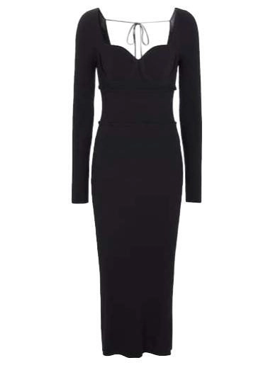 Altuzarra Louisa Ribbed-knit Sweetheart Neck Midi Dress - Black