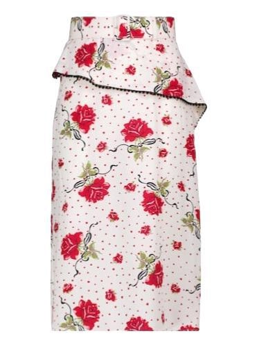 RODARTE High-waisted Printed Silk Crepe Midi Skirt - White